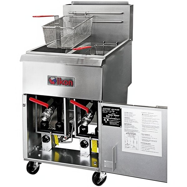 Ikon IGF 40-40 Natural Gas 72-78 lb. Split Pot Fryer - 120,000 BTU