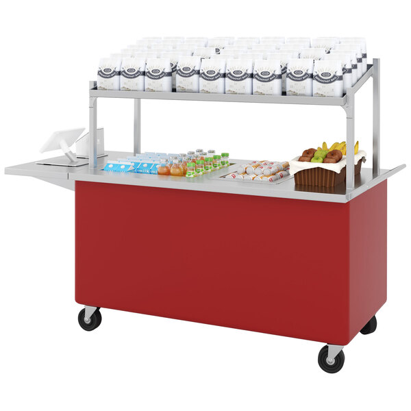 LTI Streamline Hot Well Cart 60 3/8" x 30" Candy Apple Red Food Cart HWC-60