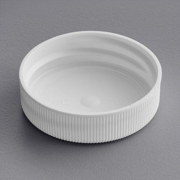 38/400 White Ribbed Continuous Thread Cap - Unlined