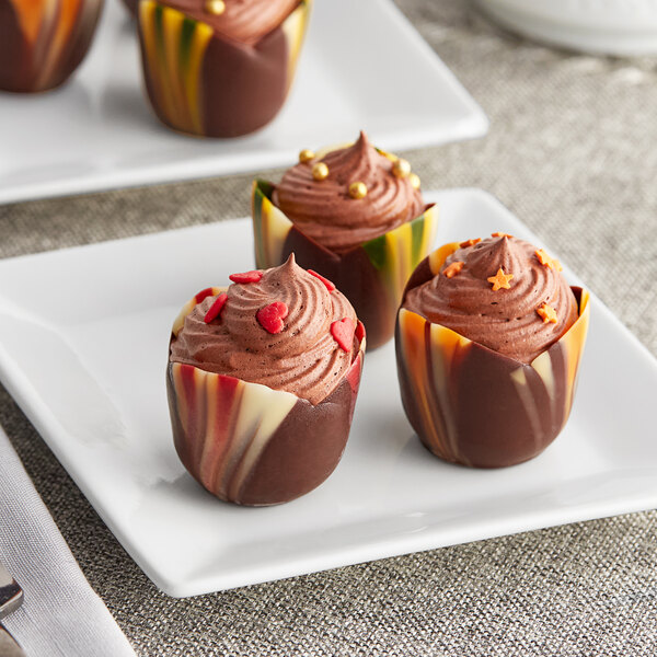 Mona Lisa Petit Four Pastel Marbled Chocolate Tulip Cup - 152/Box