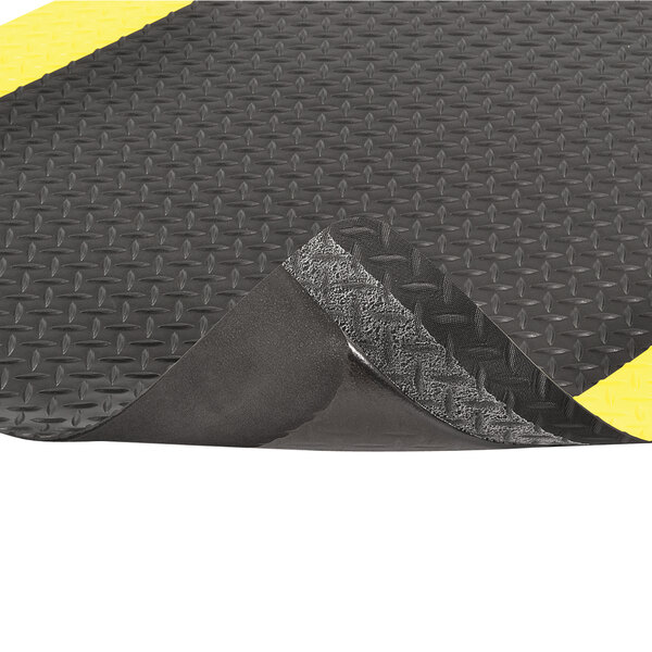 Notrax Diamond-Tuff 3' x 12' Black / Yellow Anti-Fatigue Mat 509S0312YB ...