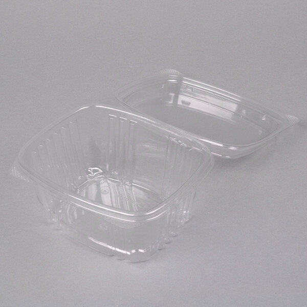Genpak 16 oz. Clear Hinged Deli Container with High Dome Lid - 100/Pack
