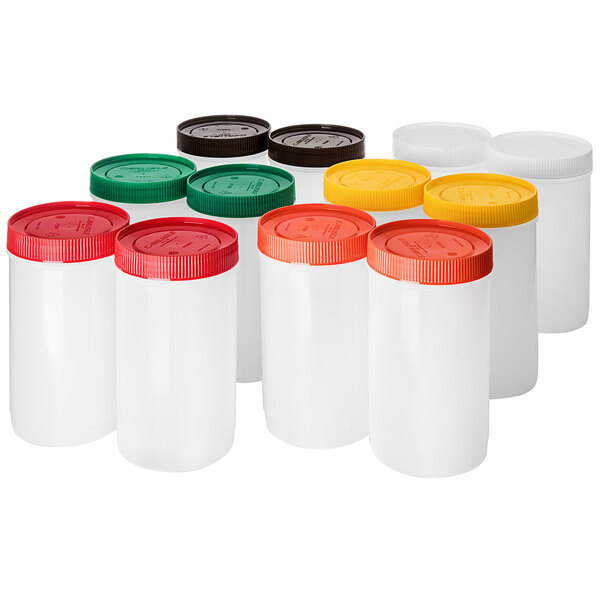 Carlisle Store N' Pour 1 Qt. Container Set with Assorted Color Caps ...