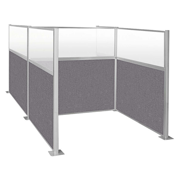 Versare Hush Panel 6' x 6' Slate H/W-Shape Double Cubicle with Window