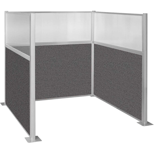 Versare Hush Panel 6' x 6' Charcoal Gray U-Shape Cubicle with Window