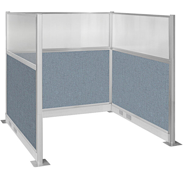 Versare Hush Panel 6' x 6' Powder Blue U-Shape Cubicle with Window and ...