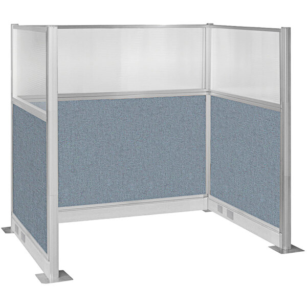 Versare Hush Panel 6' x 4' Powder Blue U-Shape Cubicle with Window and ...
