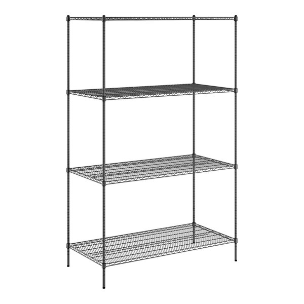 Regency 30" x 72" NSF Black Epoxy 4-Shelf Kit with 96" Posts