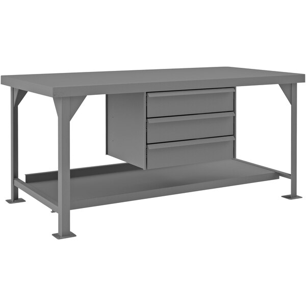 Durham Mfg 36" x 72" 2 Shelf Extra Heavy-Duty Steel Workbench with 3 ...