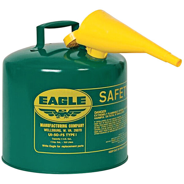 Eagle Manufacturing 5 Gallon Type I Green Steel Oil Safety Can with ...