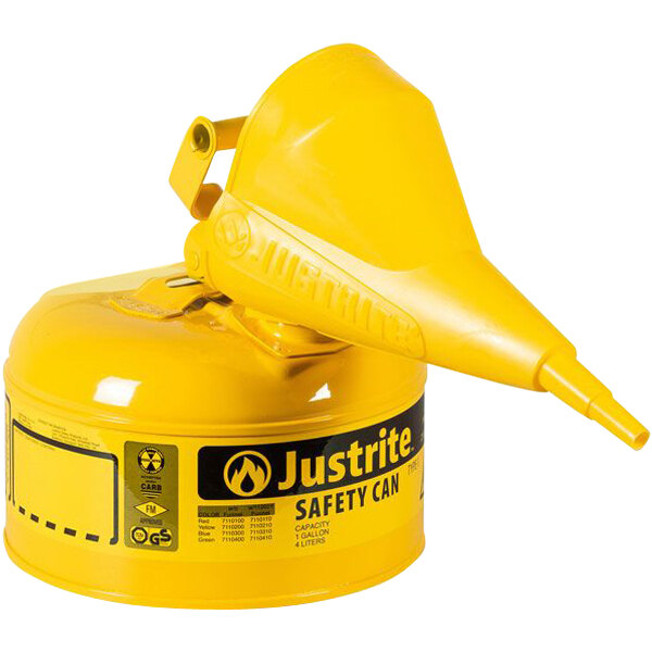 Justrite 1 Gallon Type I Yellow Steel Diesel Safety Can with Flame ...