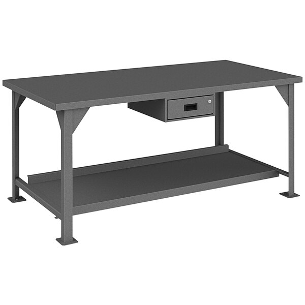 Durham Mfg 36" x 72" 2 Shelf Heavy-Duty Steel Workbench with Drawer DWB ...