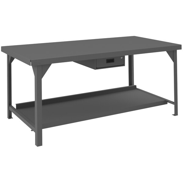 Durham Mfg 36" x 72" 2 Shelf Extra Heavy-Duty Steel Workbench with ...