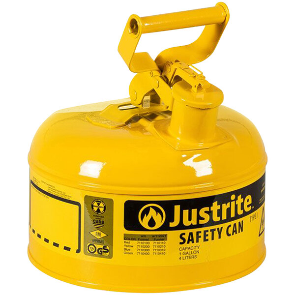 Justrite 1 Gallon Type I Yellow Steel Diesel Safety Can with Flame ...