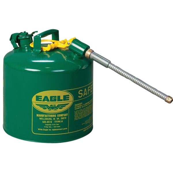 Eagle Manufacturing 5 Gallon Type II Green Steel Oil Safety Can with 5/ ...