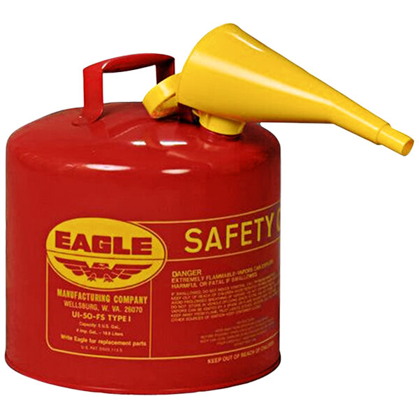 Eagle Manufacturing 5 Gallon Type I Red Steel Gas / Flammables Safety ...