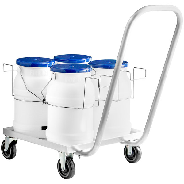 Choice 85 lb. Ice Tote Transport Set with 4 Ice Totes and Aluminum Dolly