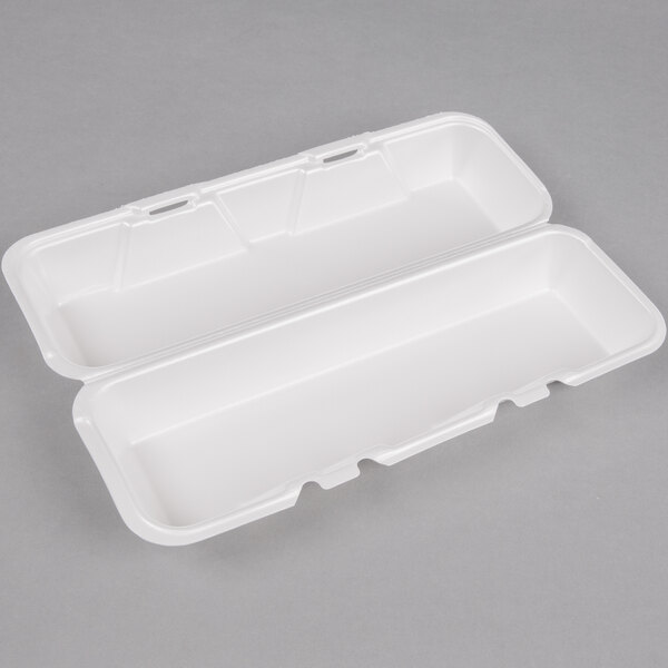 Genpak 26600 13" x 4 1/2" x 3" White Extra Large Hinged Lid Foam Hoagie ...