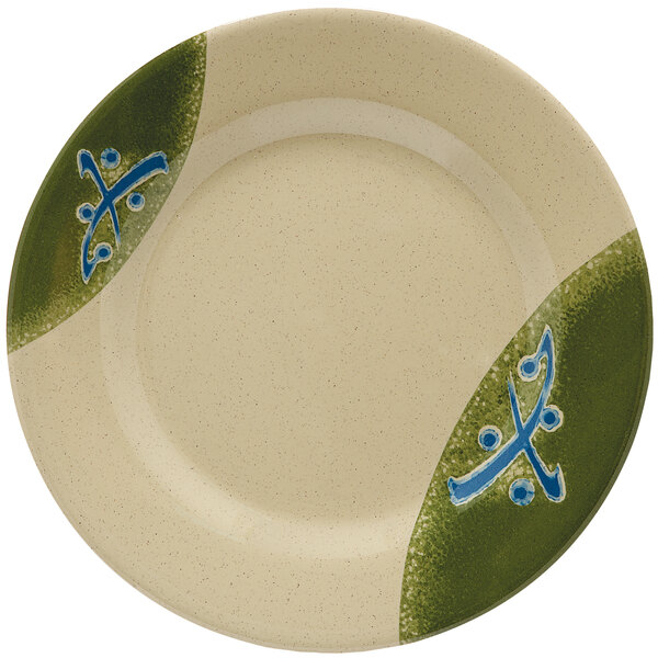 GET M-5080-TD Japanese Traditional 9 1/2" Plate with Wide Rim - 12/Case