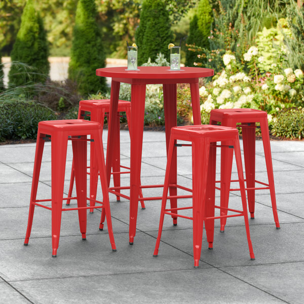 Lancaster Table & Seating Alloy Series 30" Round Ruby Red Bar Height ...