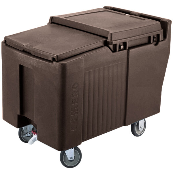 Cambro ICS175L131 SlidingLid™ Dark Brown Mobile Ice Bin - 175 lb. Capacity