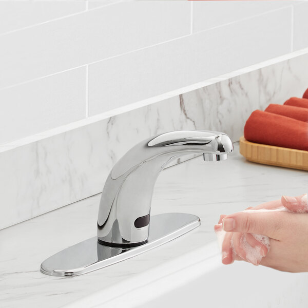 Waterloo Deck-Mounted Hands-Free Sensor Faucet with 4 3/4" Cast Spout ...