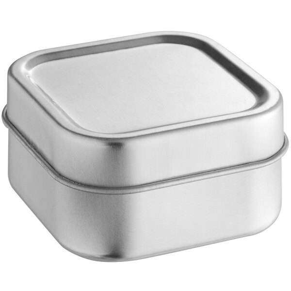 1 15/16" x 1 15/16" x 15/16" Silver Square Tin with Slip Cover - 1536/Case