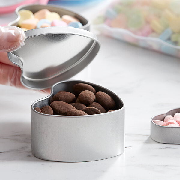 3" Heart Shaped Tin Containers w/ Lids - 120/Case
