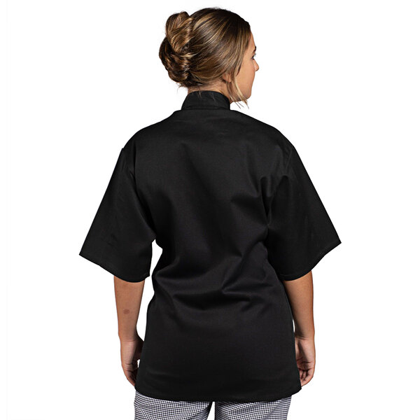 Uncommon Chef Monterey Unisex Black Customizable Short Sleeve Chef Coat ...