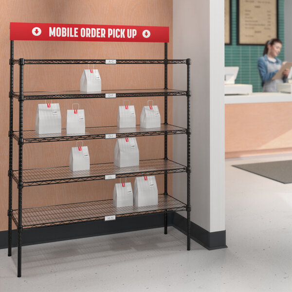 Regency NSF Black Epoxy Take-Out Shelving Station with 5 Shelves and ...