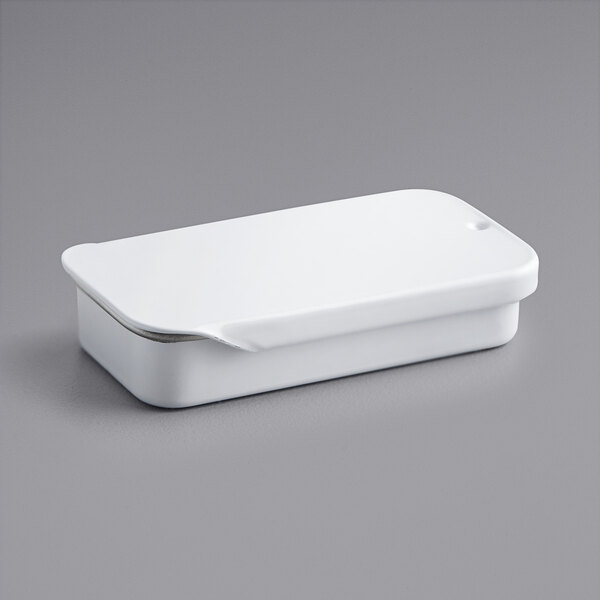 2" x 1" x 7/16" White Tin with Slide Top - 640/Case