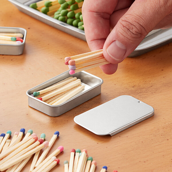 2 5/16" x 2 5/16" x 3/8" Silver Small Tin with Slide Top - 300/Case