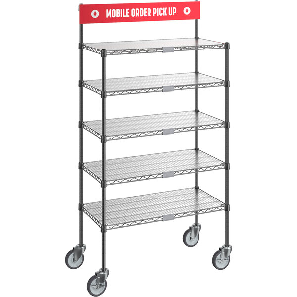 Regency NSF Black Epoxy Mobile Take-Out Shelving Station with 5 Shelves ...