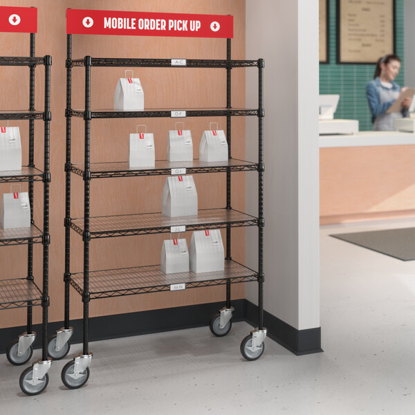 Regency NSF Black Epoxy Mobile Take-Out Shelving Station with 5 Shelves ...