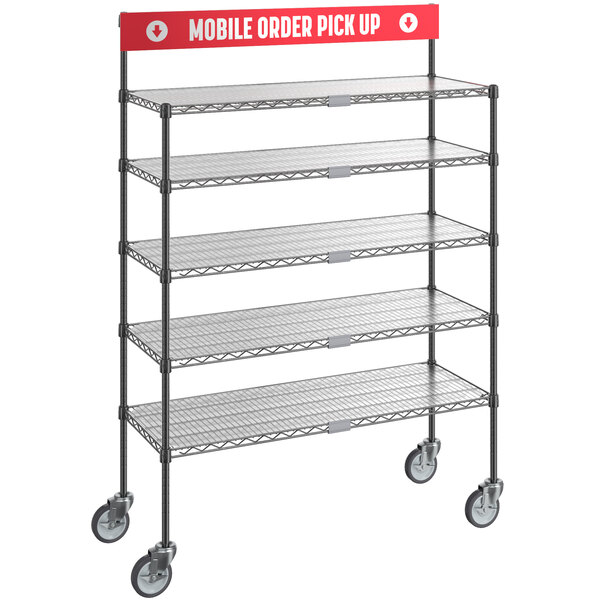 Regency NSF Black Epoxy Mobile Take-Out Shelving Station with 5 Shelves ...