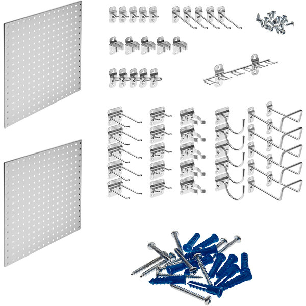Triton Products 24" x 24" White Steel LocBoard with 46 Hooks - 2/Pack