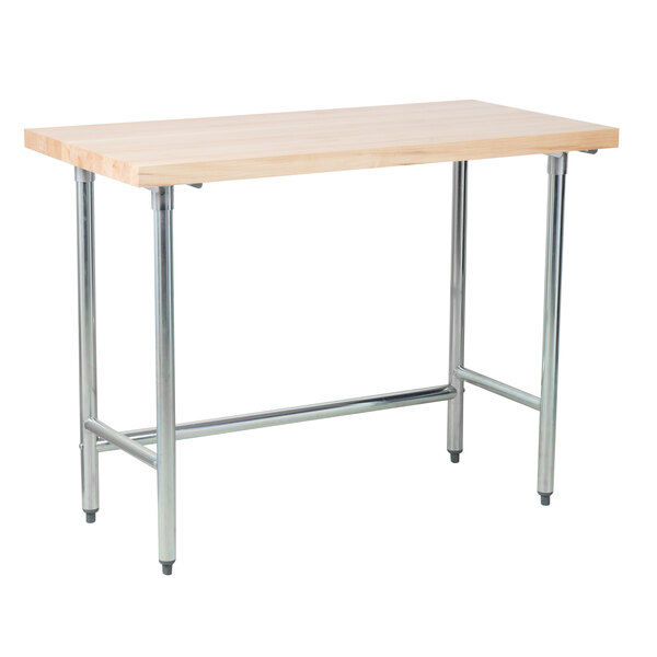 Advance Tabco TH2G-364 Wood Top Work Table with Galvanized Base - 36" x 48"