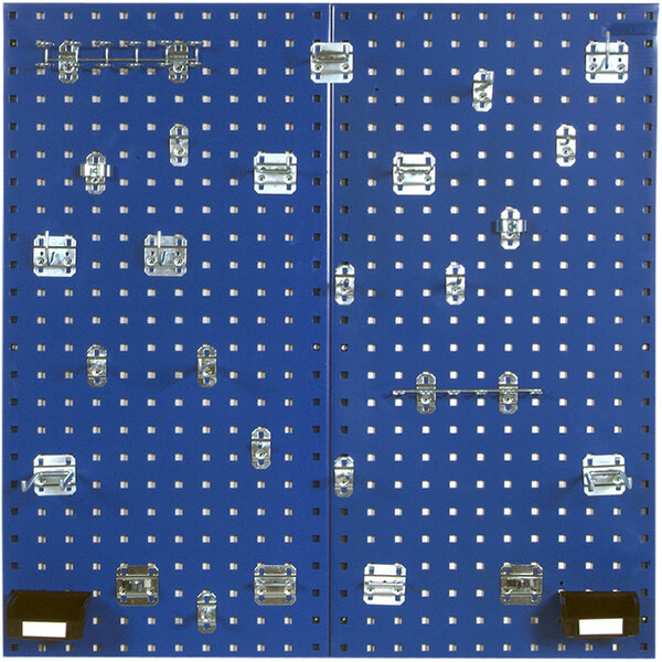 Triton Products 18" x 36" Blue Steel LocBoard with 28 Hooks and 2 Bins ...