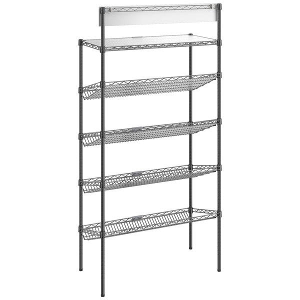 Regency NSF Black Epoxy Take-Out Shelving Station with 1 Shelf and 4 ...