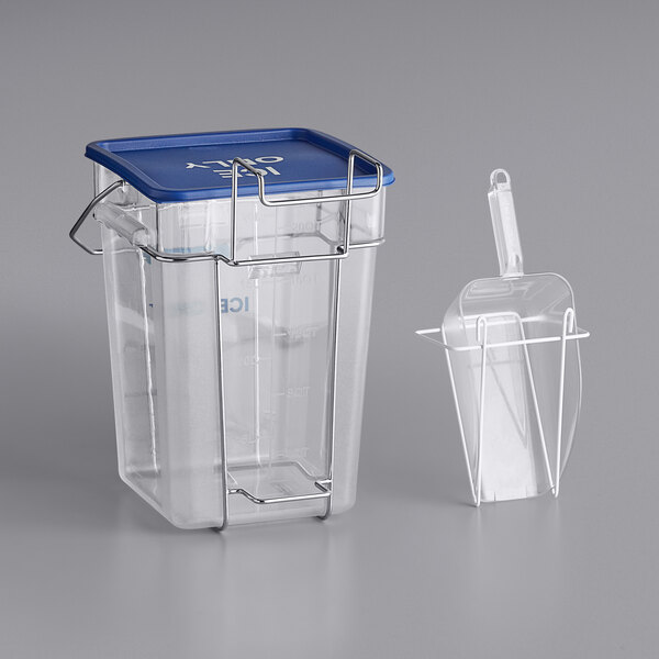 Vigor 5.5 Gallon Polycarbonate Square Ice Tote Kit with Hanging Cradle ...