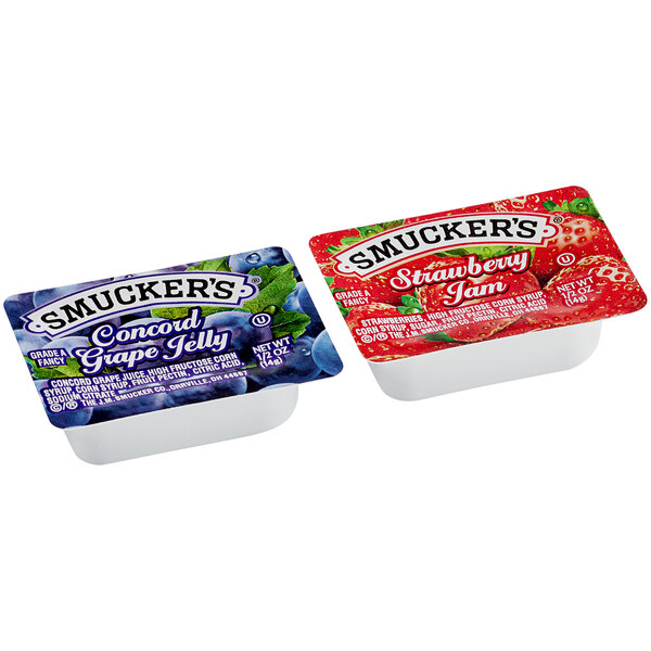 Smucker's Concord Grape and Strawberry Jelly 0.5 oz. Portion Cups - 200 ...