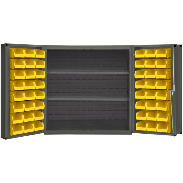 Durham Mfg 36" x 24" x 36" 2-Shelf Storage Cabinet with 48 Yellow Bins ...