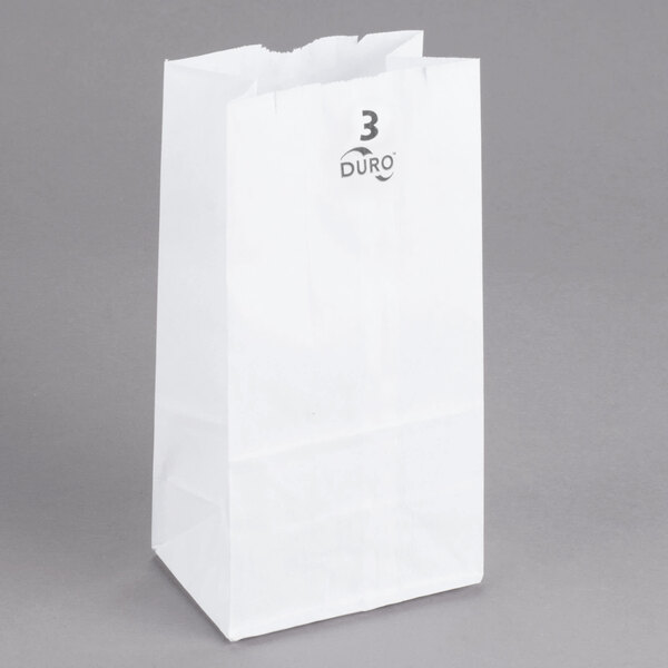 Duro 3 lb. White Paper Bag - 500/Bundle