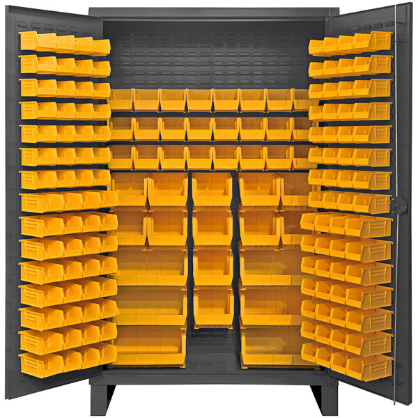 Durham Mfg 48" x 24" x 78" Storage Cabinet with 162 Yellow Bins HDC48 ...