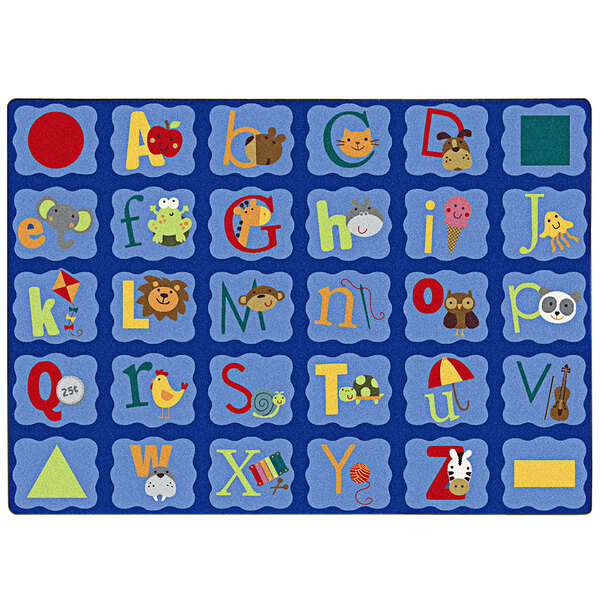 Joy Carpets Kid Essentials Alphabet Blues 3' 10" x 5' 4" Multi-Colored ...