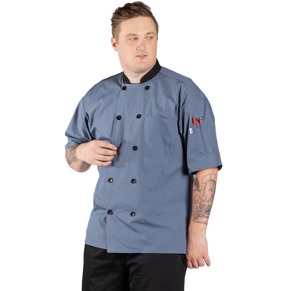Uncommon Chef Havana Unisex Steel Customizable Short Sleeve Chef Coat ...