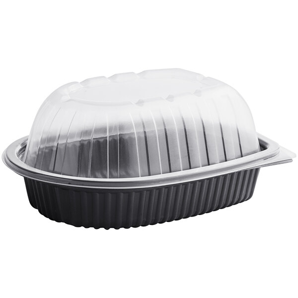 D&W Fine Pack 10" Black Microwavable Chicken Roaster Take-Out Container ...