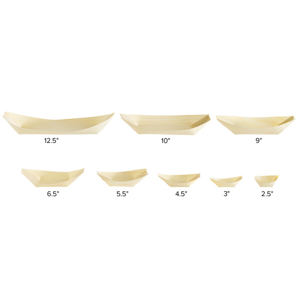 EcoChoice 5 1/2" Disposable Wooden Food Boat - 100/Pack
