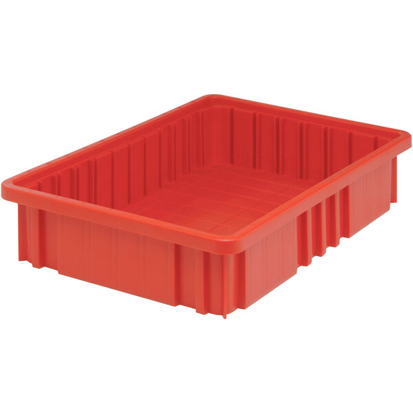 Quantum 16 1/2" x 10 7/8" x 3 1/2" Heavy-Duty Red Dividable Container ...