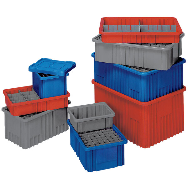 Quantum 16 1/2" x 10 7/8" x 5" Heavy-Duty Blue Dividable Container ...